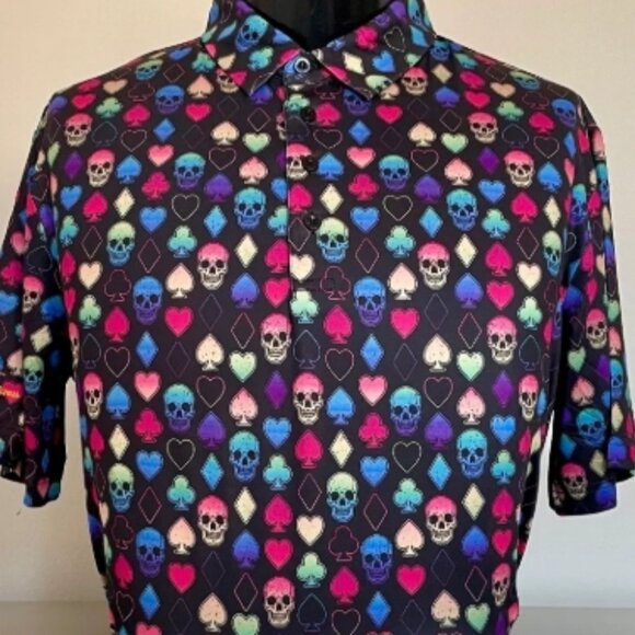 Coby Stevens | Shirts | Cs High Roller Black Skull Print Polo | Poshmark